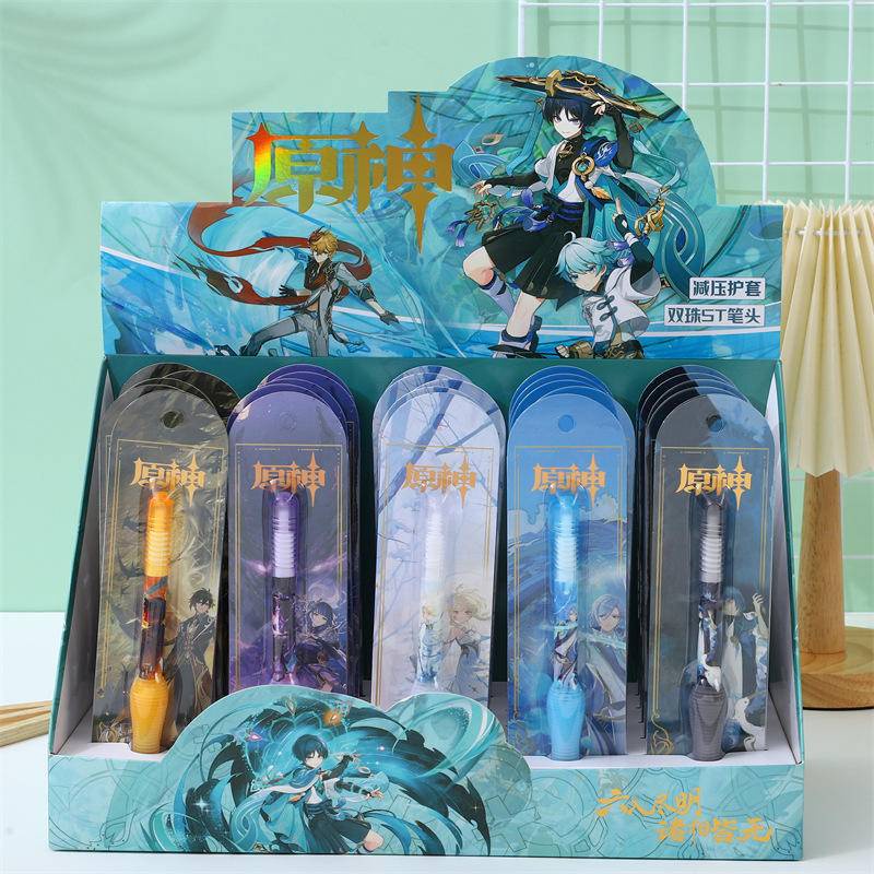 5 Styles Kawaii Game Genshin Impact Pen Cute Zhongli Raiden Shogun ...