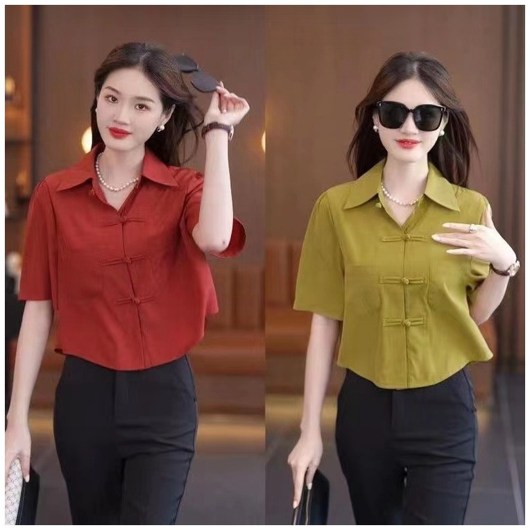 Korean Style Women Blouse Woman Shirt Fashion Blouse Tops Baju Blouse ...