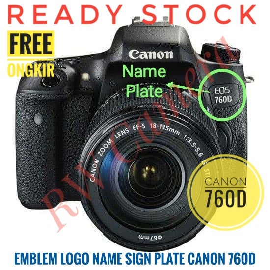Logo Emblem Canon 760D Name Plate 760D Symbol Type Brand EOS Writing ...