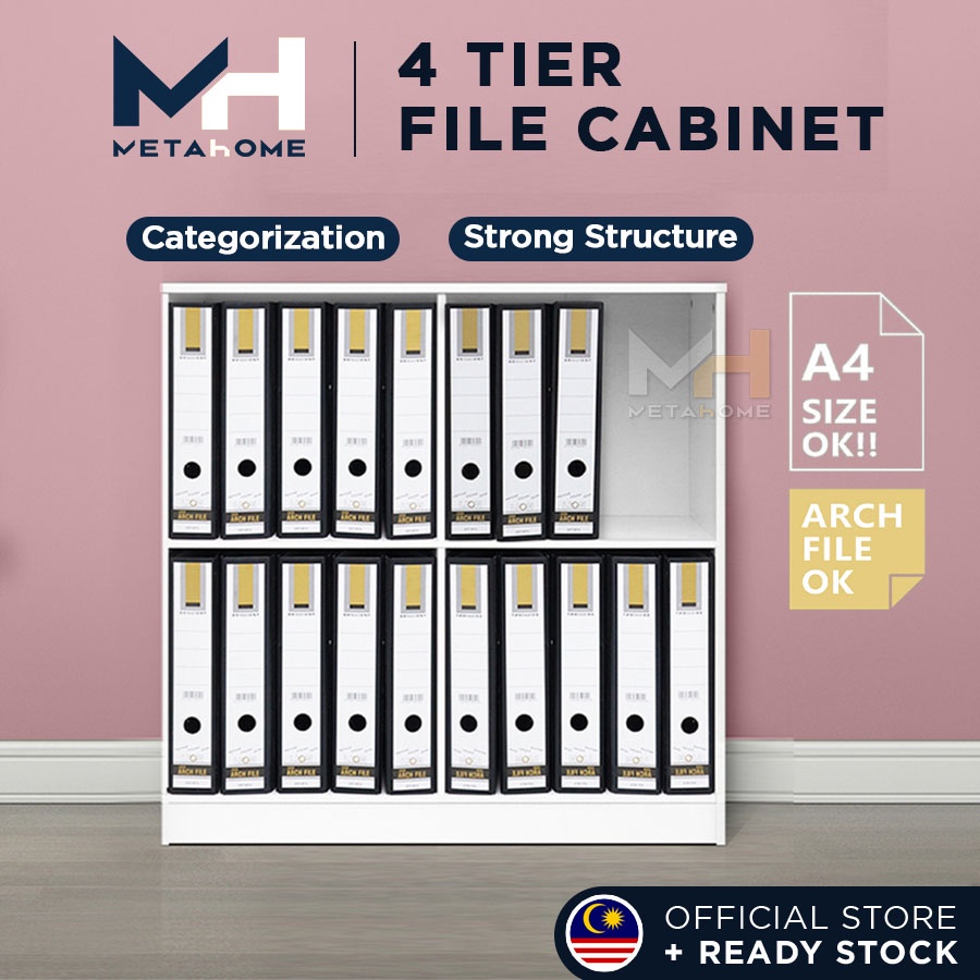 Office File Cabinet 4 Tier A4 Bookshelf Rak Buku Kabinet Home Shelves ...