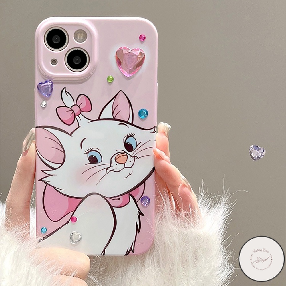 VC Casing iPhone 11 Cartoon Cat Diamond Sticker Glossy Phone Case ...