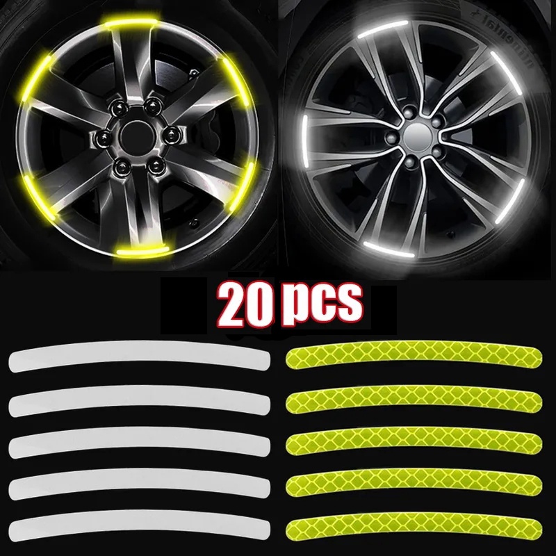 20Pcs Car Tire Reflective Sticker, Night Safety Warning Strip ...