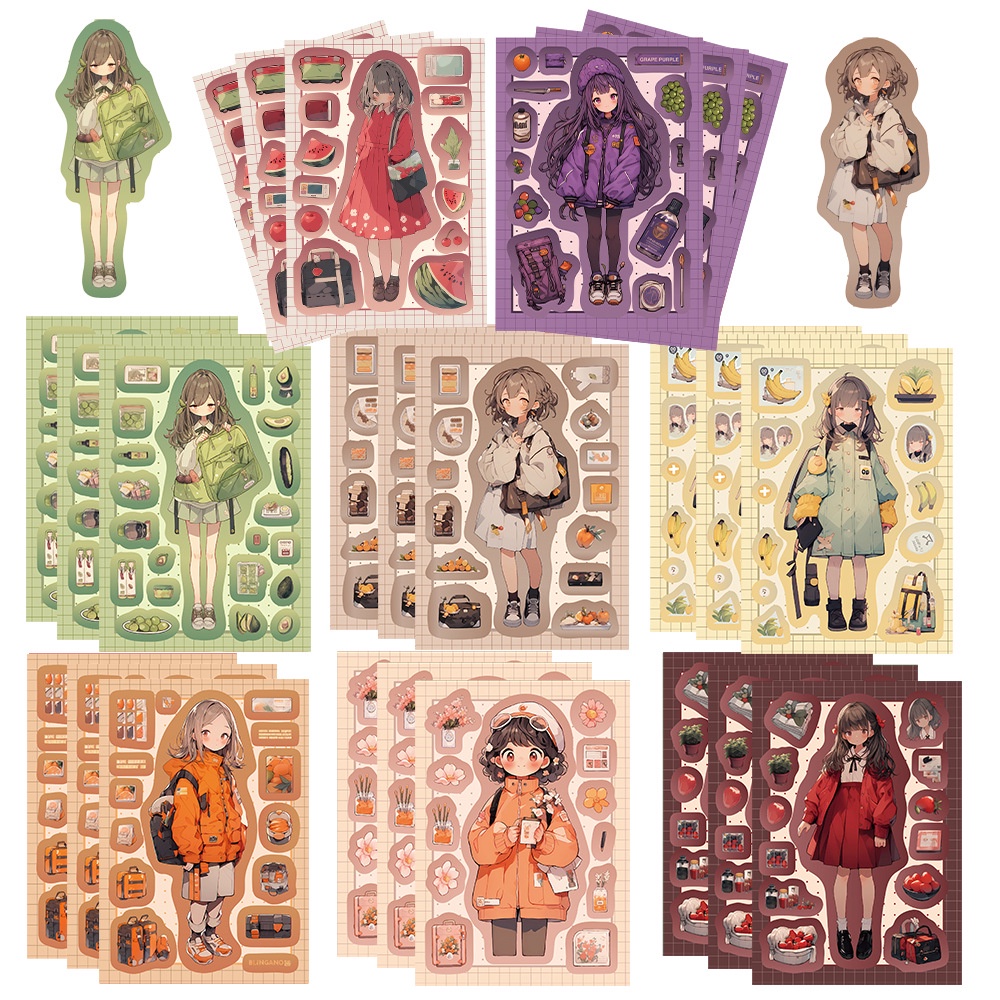 8PCS Cartoon Cute Girl Guka Puzzle Stickers For Helmet Bicycle Hand ...