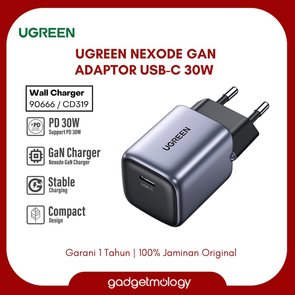 Ugreen 30W Charger Adapter Nexode Gan USB-C Super Fast Charging Head Wall Charger Mini Type C PD ...