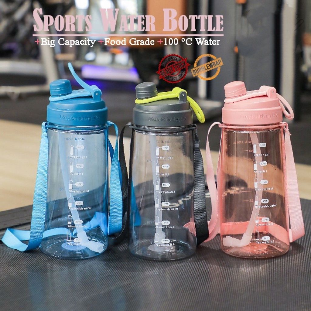 BPA Free 1.7L Large Capacity Sports Drinking Water Bottle Transparent Plastic Student Fitness ...