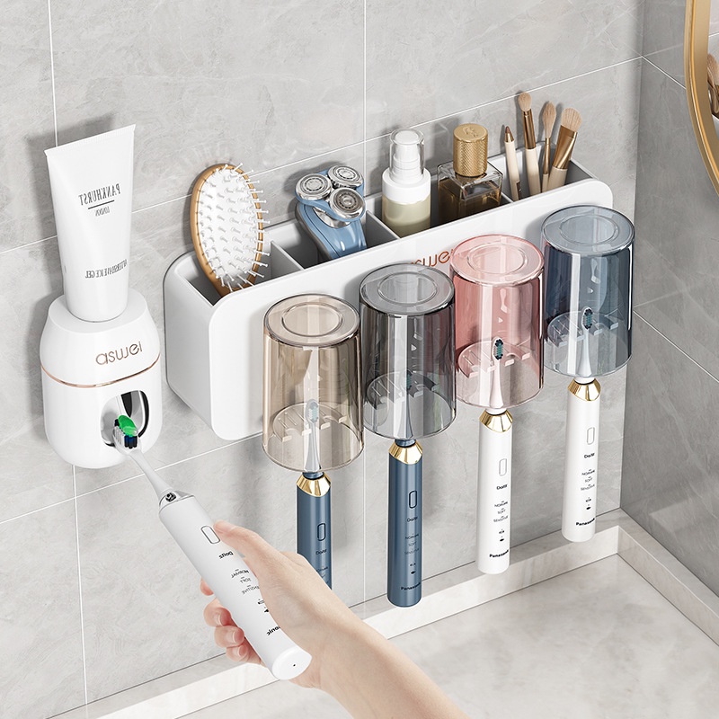 Toothbrush Rack Perforation-Free Brushing Cup Mouthwash Cup Wall ...