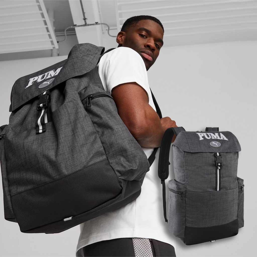 Puma Bag Squad Black Gray Backpack Large Capacity Drawstring Laptop ...