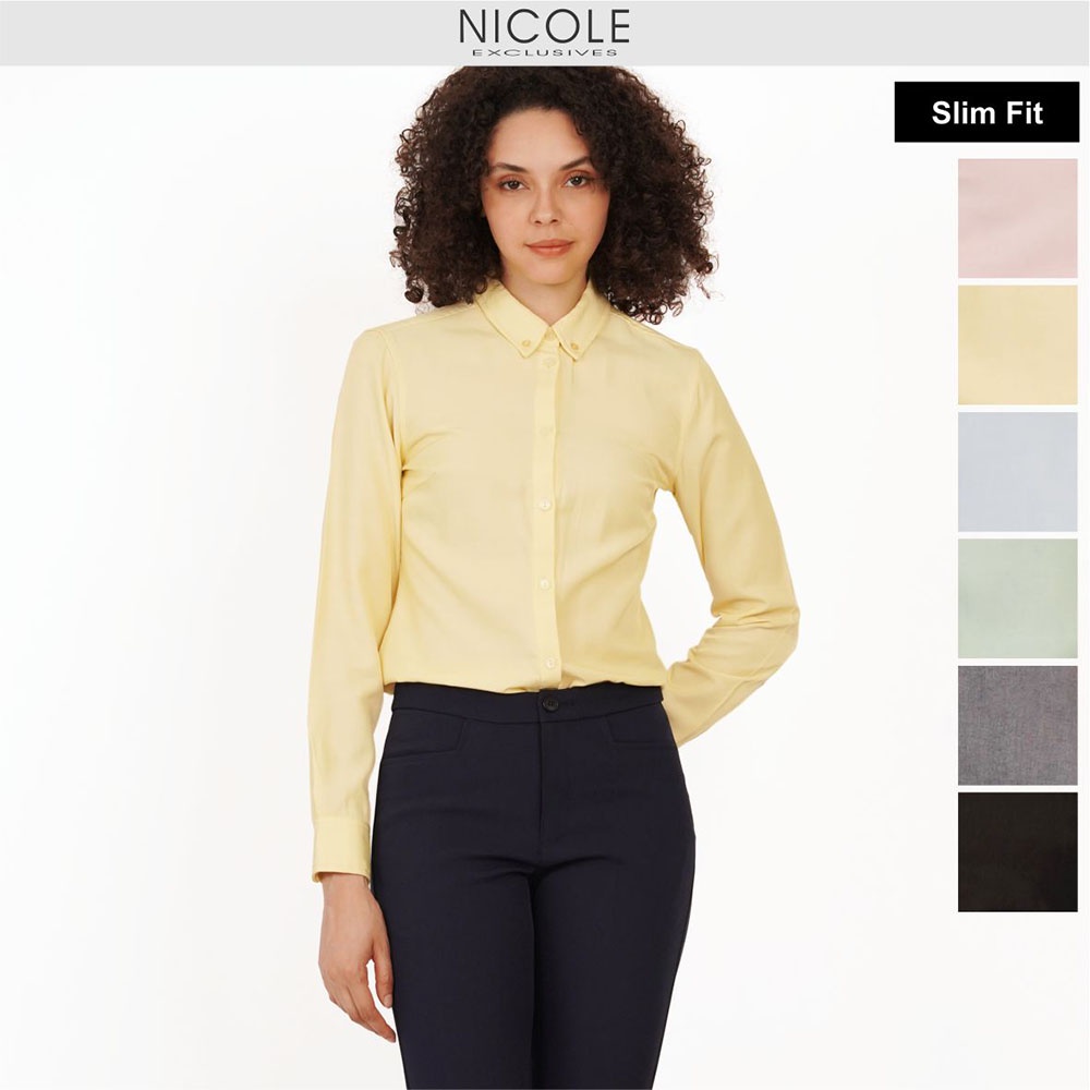 Nicole Exclusives Long Sleeve Collared Shirt (6 Color) | Shopee Malaysia