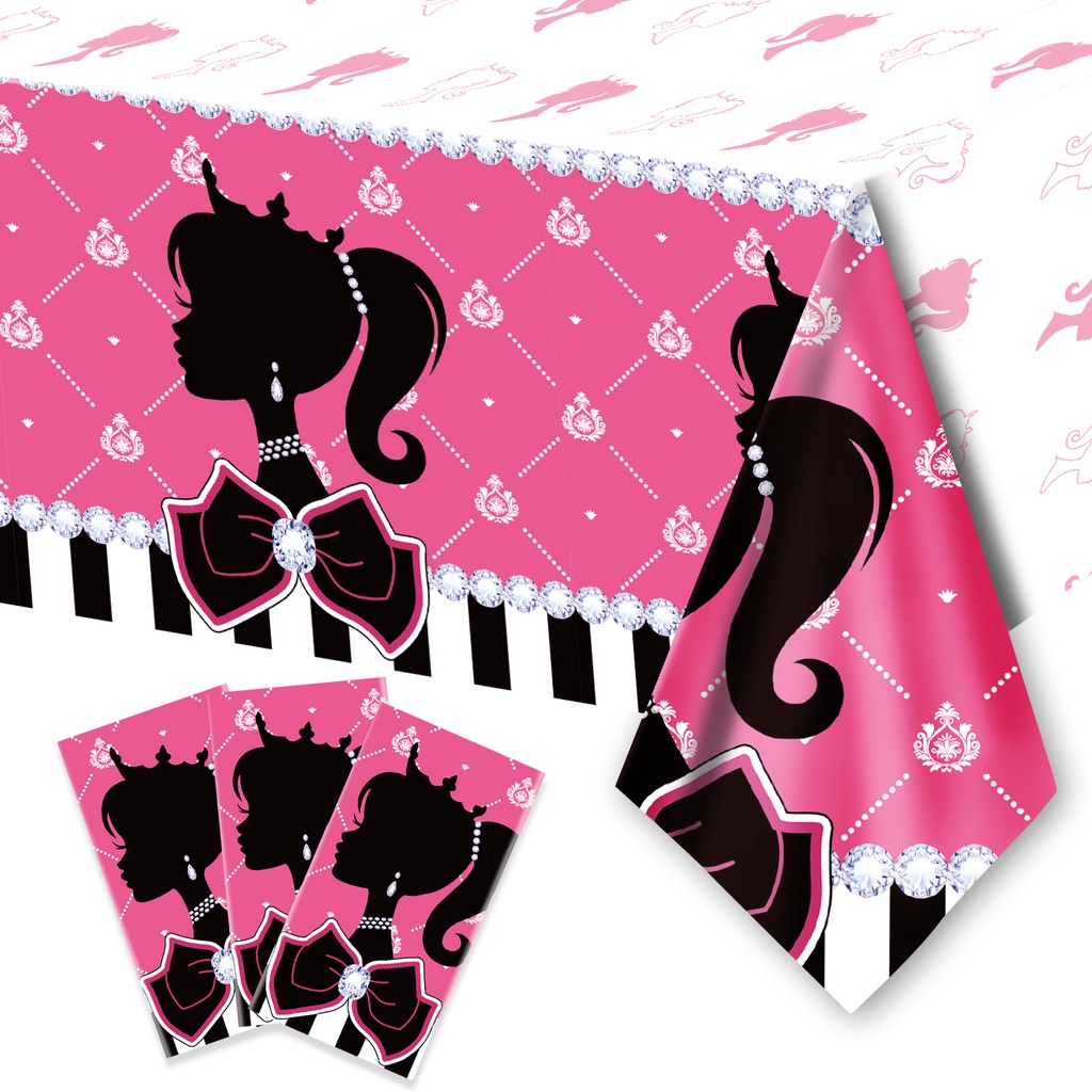 1set 108x180cm Barbie Girls Disposable Tablecover Pink Princess Theme ...