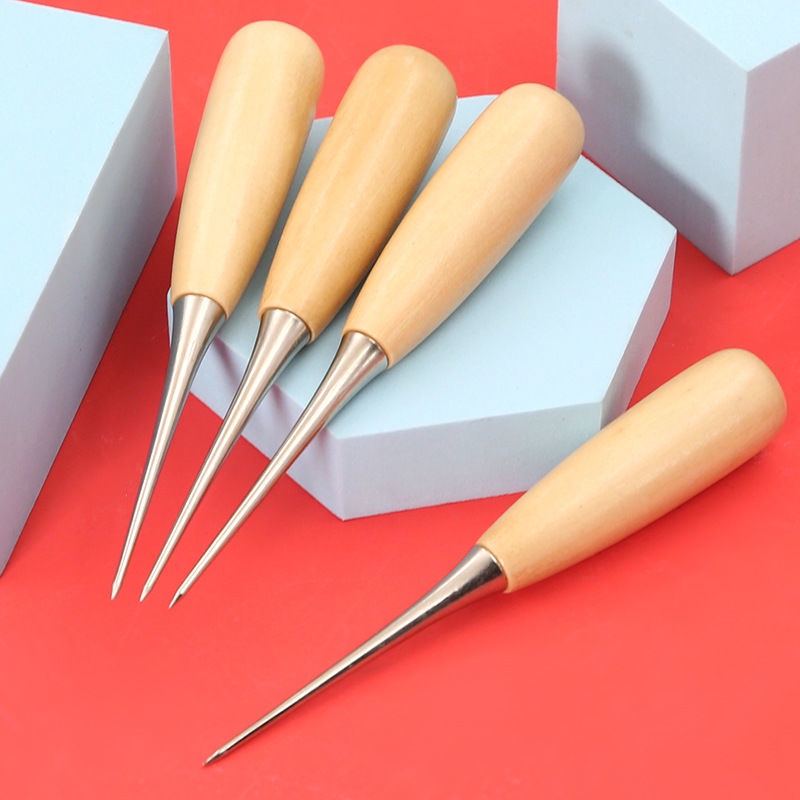 Punching Awl Needle All-Steel Wooden Handle Thick Solid Old-Fashioned ...