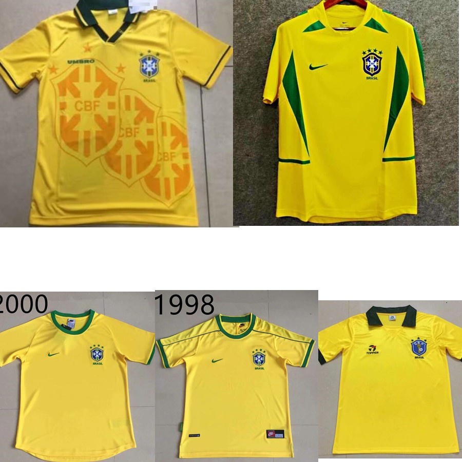 1994 Brazil retro soccer jerseys 1998 2000 2002 1988 maillot de foot ...