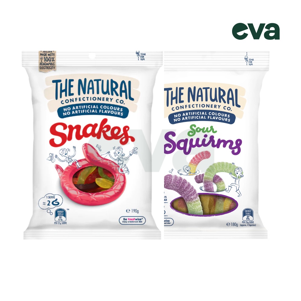 (AUS MADE) THE NATURAL CONFECTIONERY CO SNAKES CANDIES 190G/SOUR ...