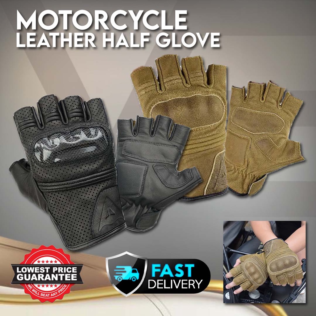 Leather Half Glove Dai-Nese Motorcycle Riding Glove Half Finger Glove ...