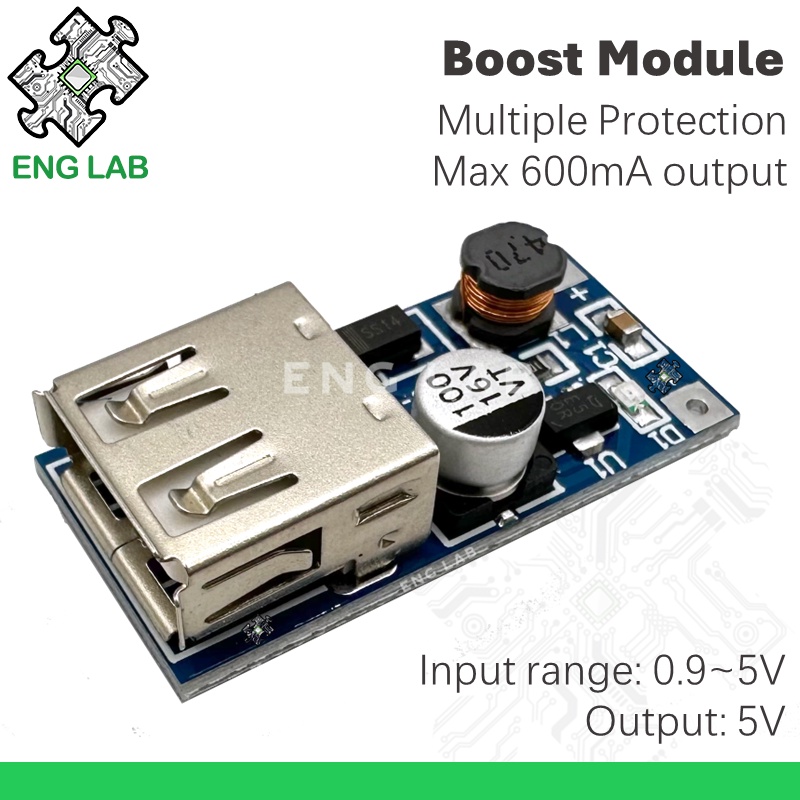 ENGLAB★600mA Boost Module DC-DC Step Up Converter From 0.5V to 5V USB-A ...