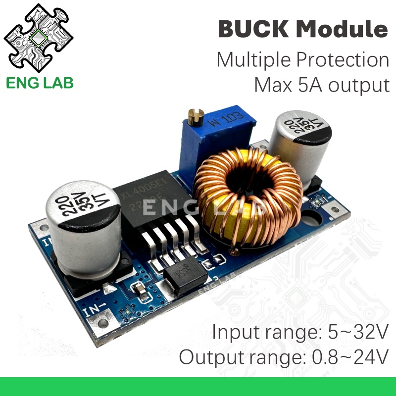 ENGLAB★XL4005 5A Buck Module Adjustable Buck Converter Step Down ...