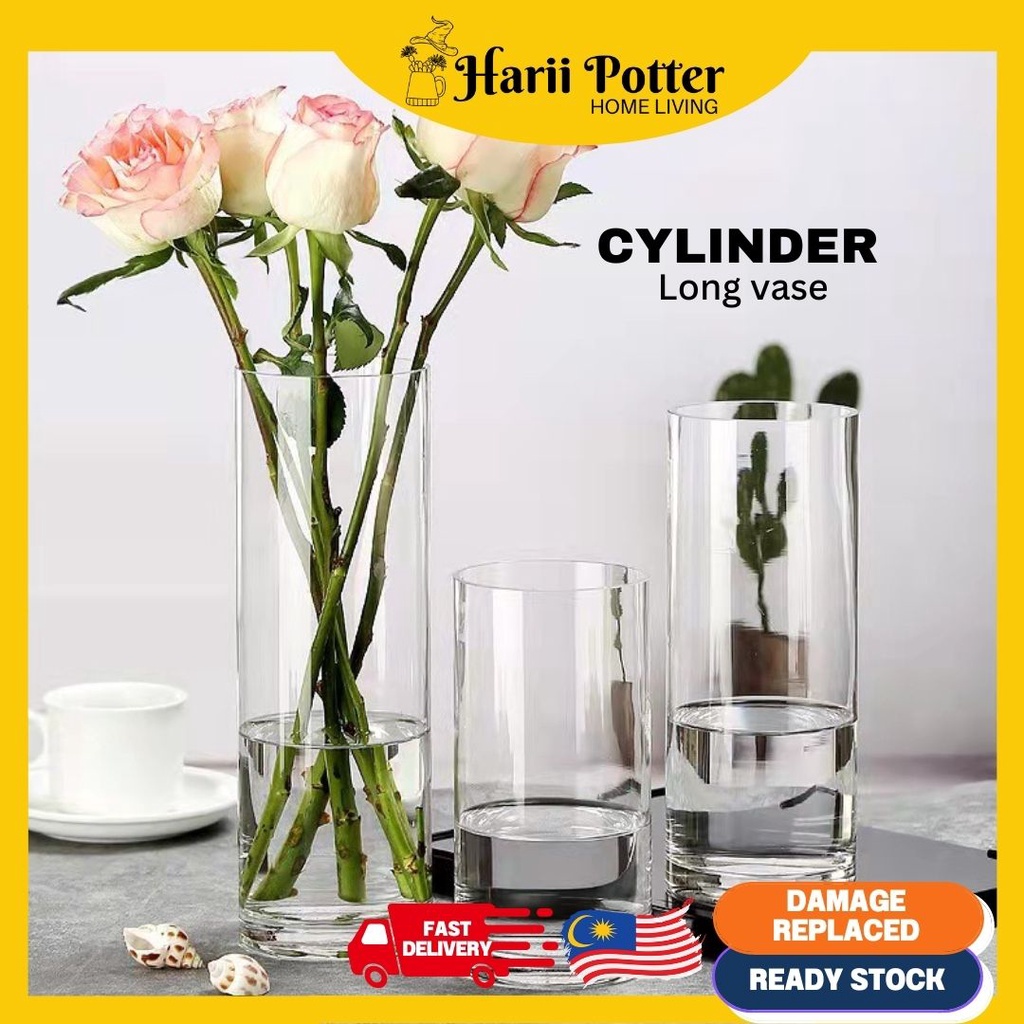 HARII POTTER Ceramic Vase CYLINDER Long Vase Glass Vase Collection Home ...