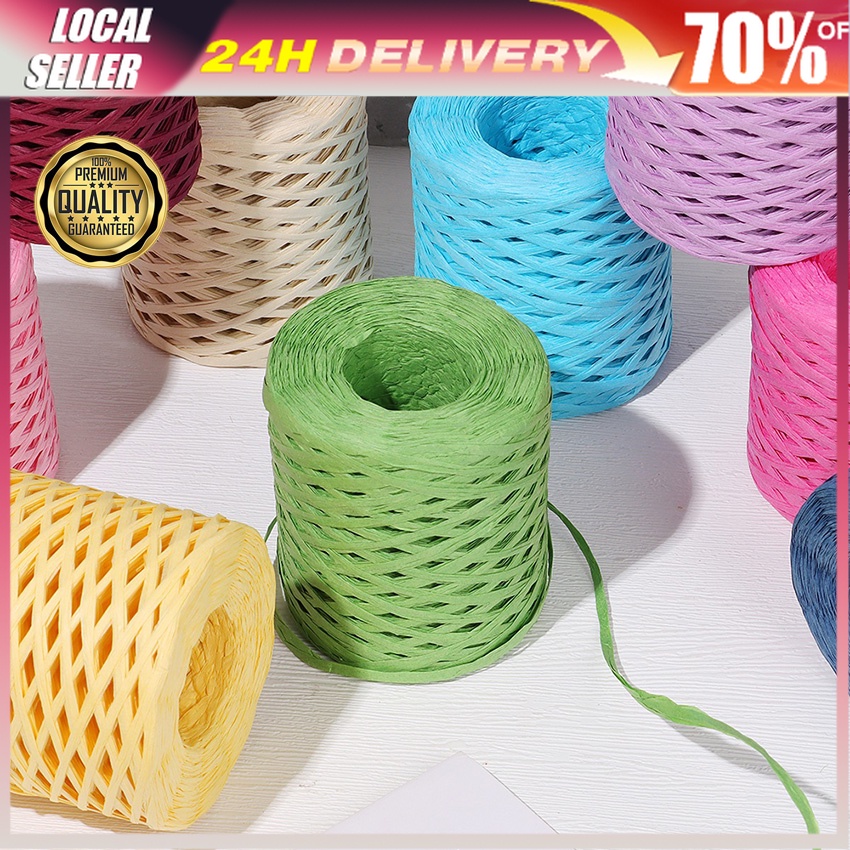200m Kertas Tali Rafia String Hiasan Craft Paper Raffia Ribbon For DIY ...