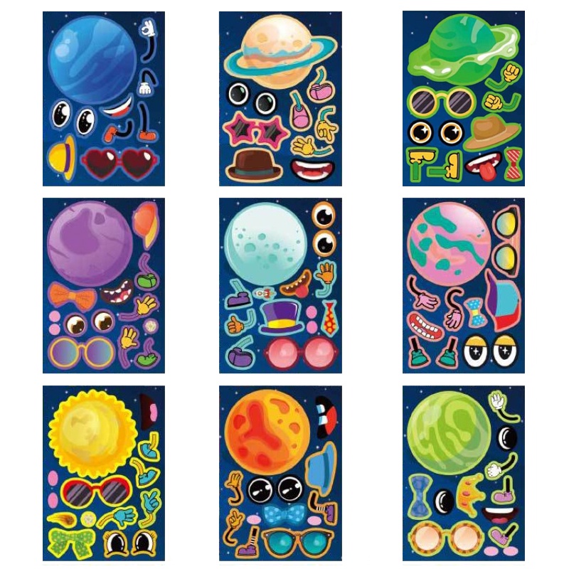 9pcs Space Planet Puzzle Stickers for Children DIY Decorative Party ...