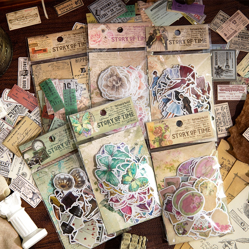 Journamm 100pcs/pack Vintage Stickers Decor Junk Journal DIY ...