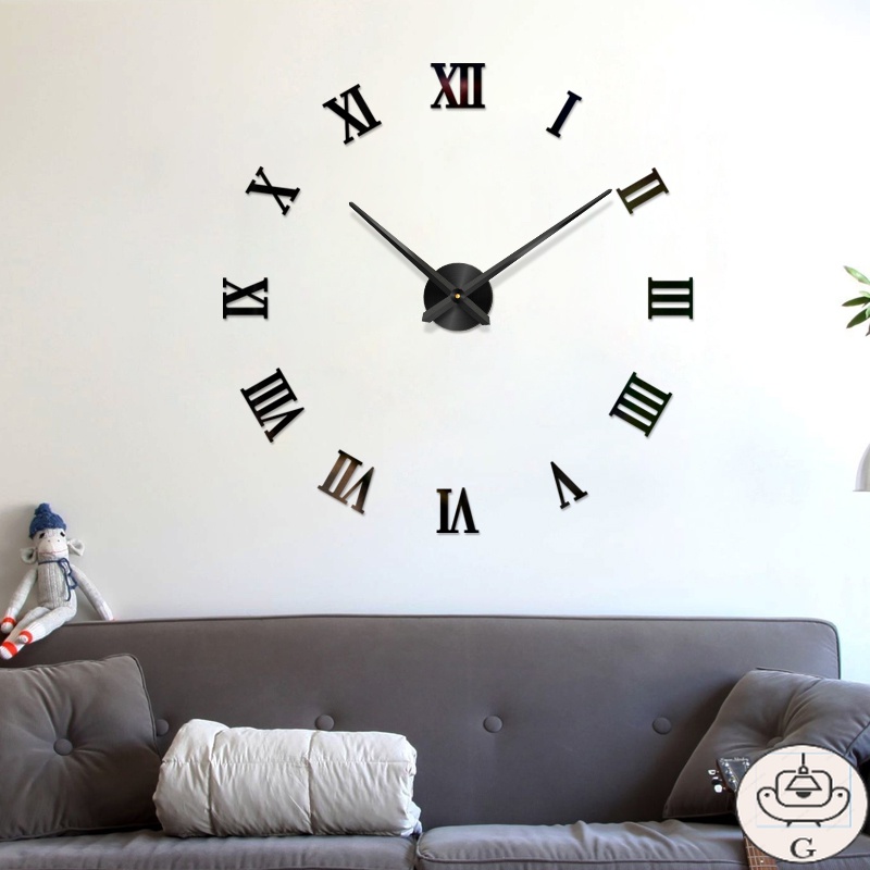 GS Modern Roman Numerals Big Clock, DIY Large Wall Clock, 3D Mirror Surface Sticker, Home Decor ...
