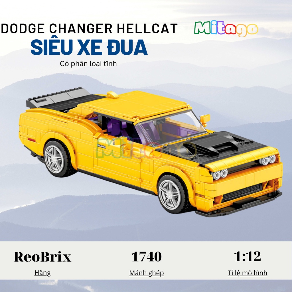 Technic Supercar Assembly Model 34 cm long Dodge Charger HellCat scale ...