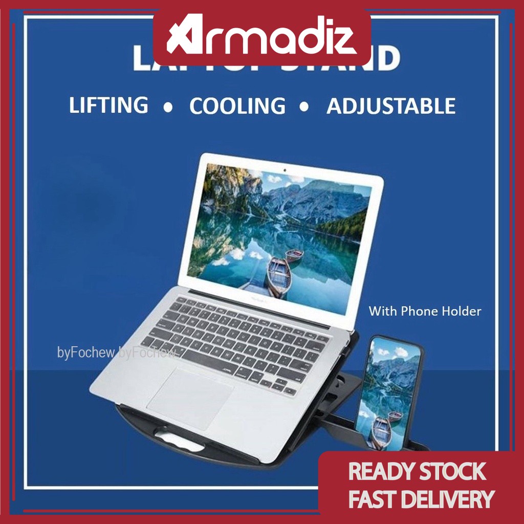 AMZ 2-IN-1 Laptop Stand with Phone Holder Foldable Portable Cooling ...