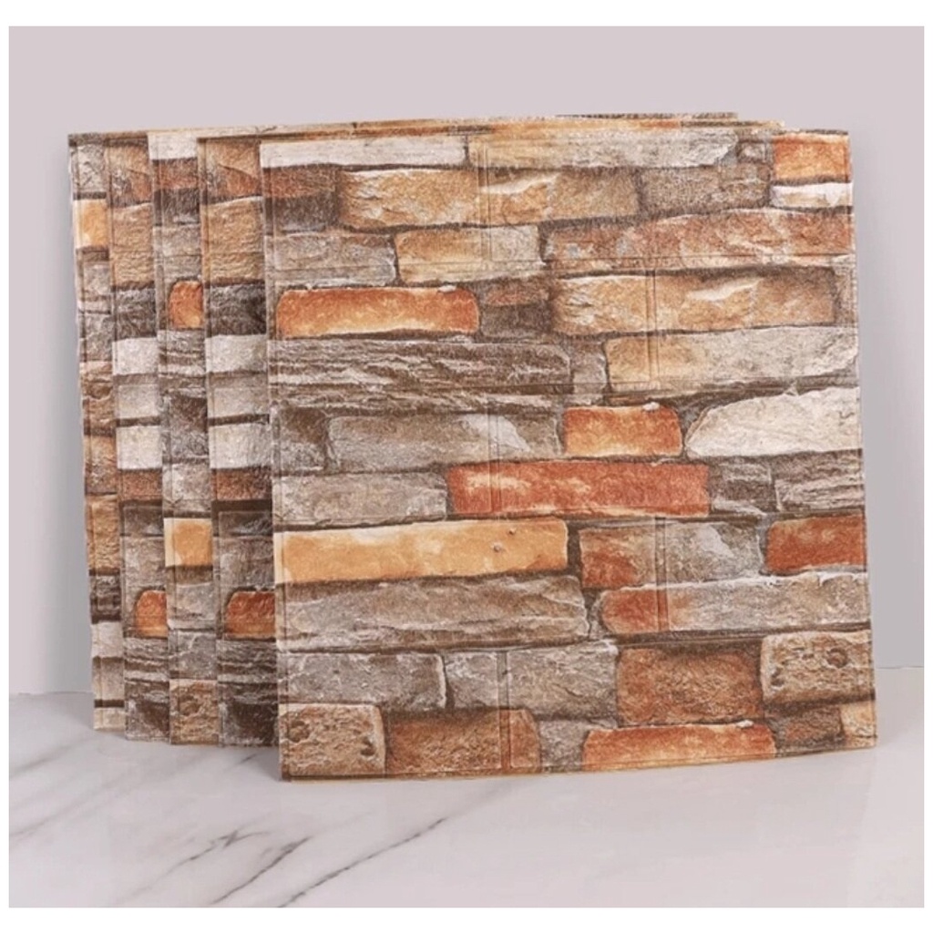 Wallpapers Adhesive Wallpaper Foam 3D Dinding Wallpaper Brick Stickers ...
