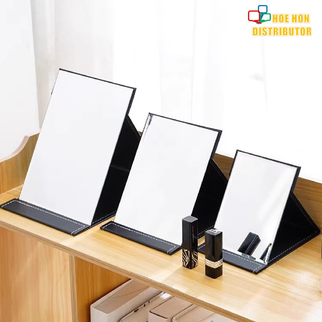 Foldable Stand Mirror 1pc PU Leather Cover HD Glass Mirror 180 Degree ...