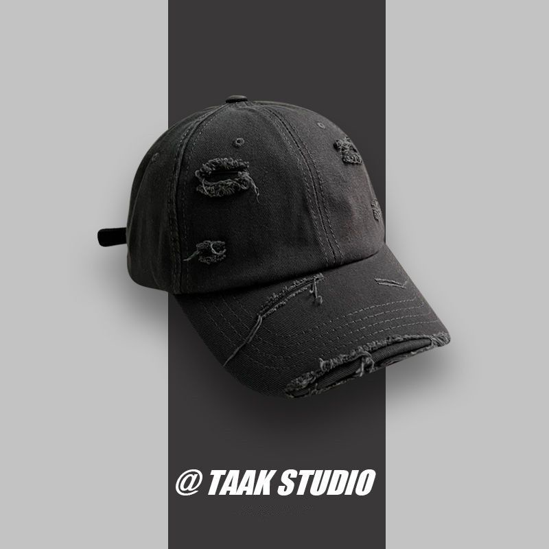Retro Tear-Off Baseball Cap Distressed Street Hole Peaked Cap All-Match ...