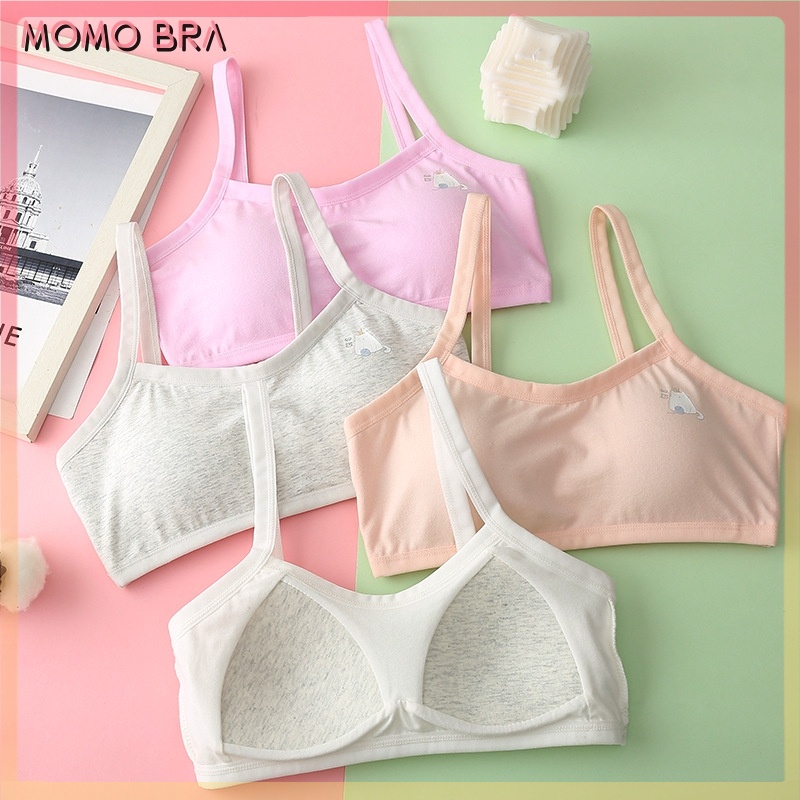 MOMO Student Bra Small Breasts Girl's Cotton Bra Non-wired Bra High ...