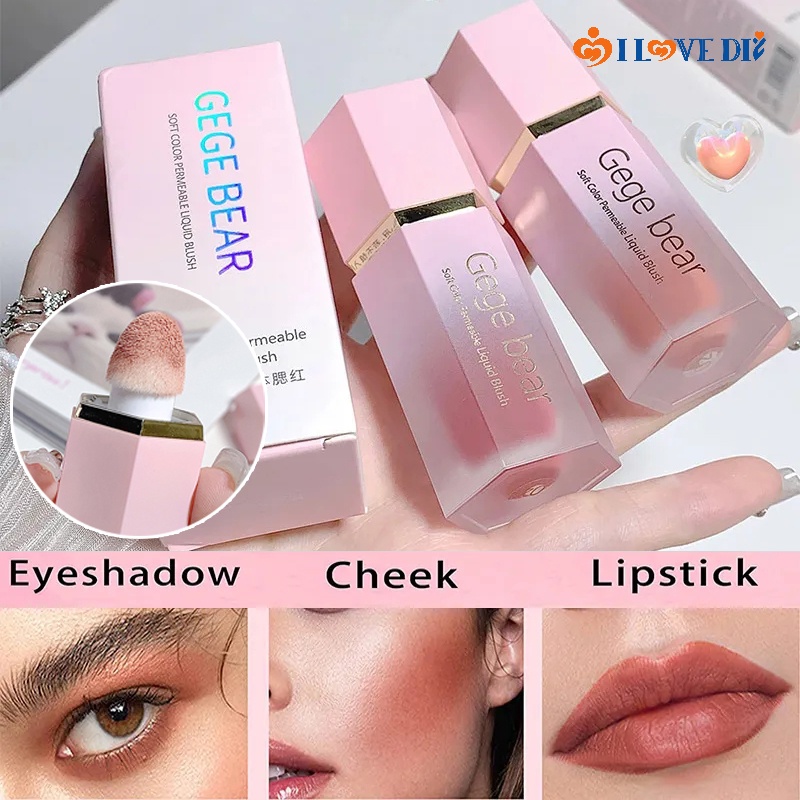 Silky Smooth Liquid Face Blusher with Sponge/ Easy Smudge Facial ...