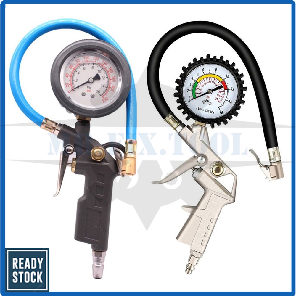 220 PSI Car Tyre Tire Air Pressure Inflator Gauge Meter Tester Gun Air ...