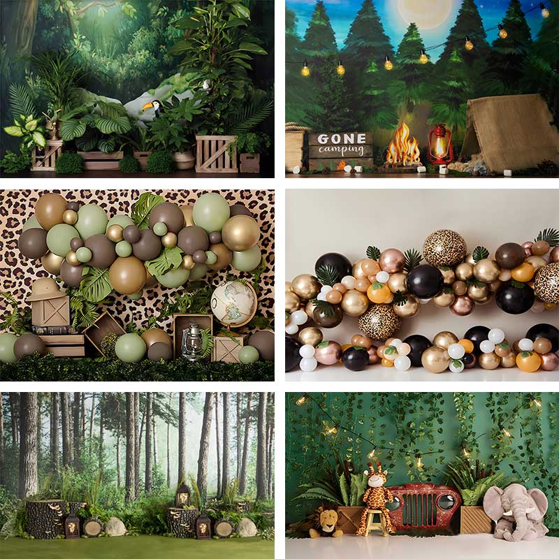 Wild Animals 3D Birthday Backdrop Photography Baby Shower Kids Children ...