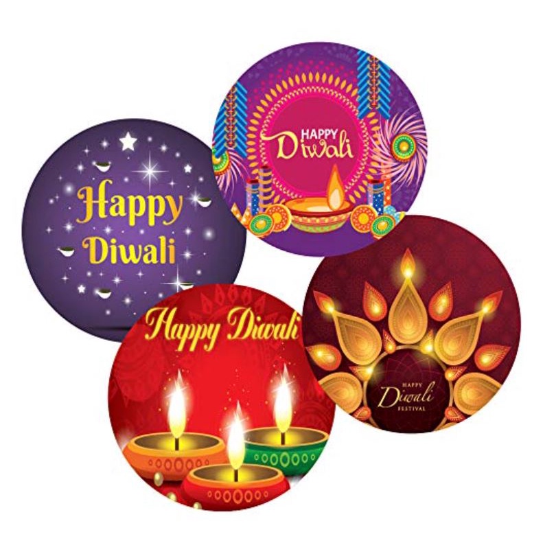 [Buy 3 Free 1] 5cm x 5xm Happy Deepavali Round Stricker Festival of ...