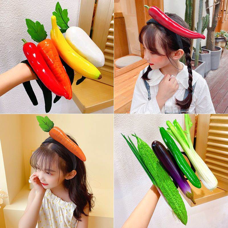 Kids Creative Funny Simulation Vegetables and Fruits Headbands Girls ...