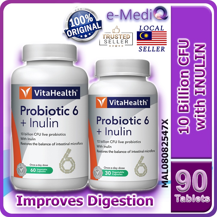 VitaHealth Probiotic 6 + Inulin [Immunity / Digestion] Value Pack 60's ...