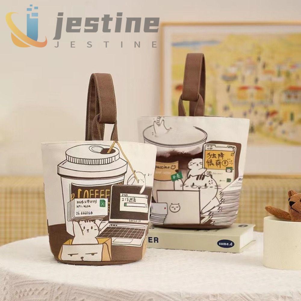 JESTINE Cartoon Coffee Cat Bucket Bag, Large Capacity Mummy Bag, All ...