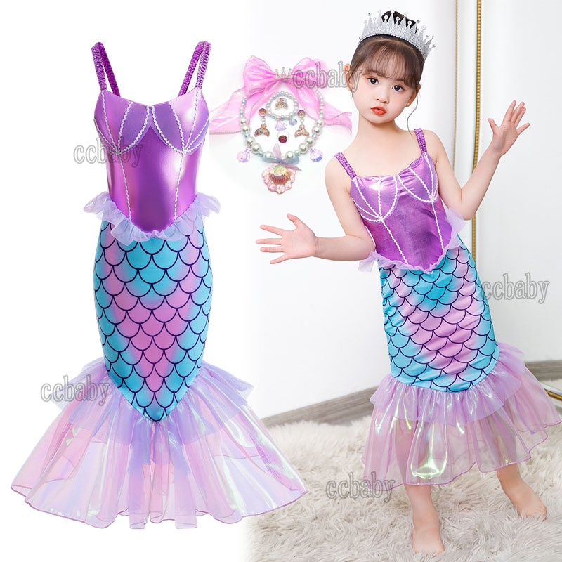 Halloween Little Mermaid Dress for Kids Girl 8 Years Old Birthday Party ...