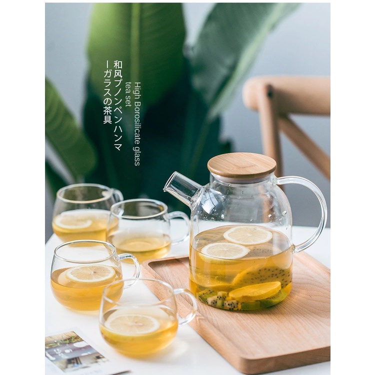 Ready Stock Minimalist Glass Tea Pot Borosilicate Glass Jug Jar High ...