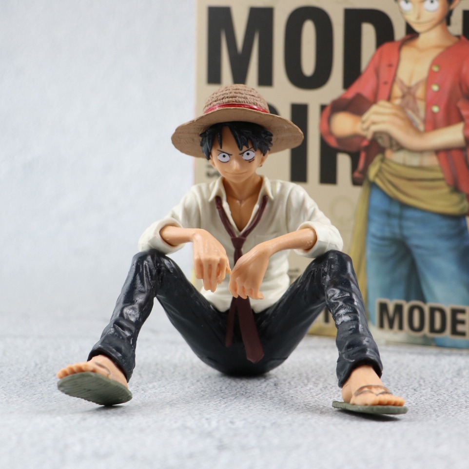 13cm Solid One Piece Anime Figure Luffy Sitting Position PVC Model ...