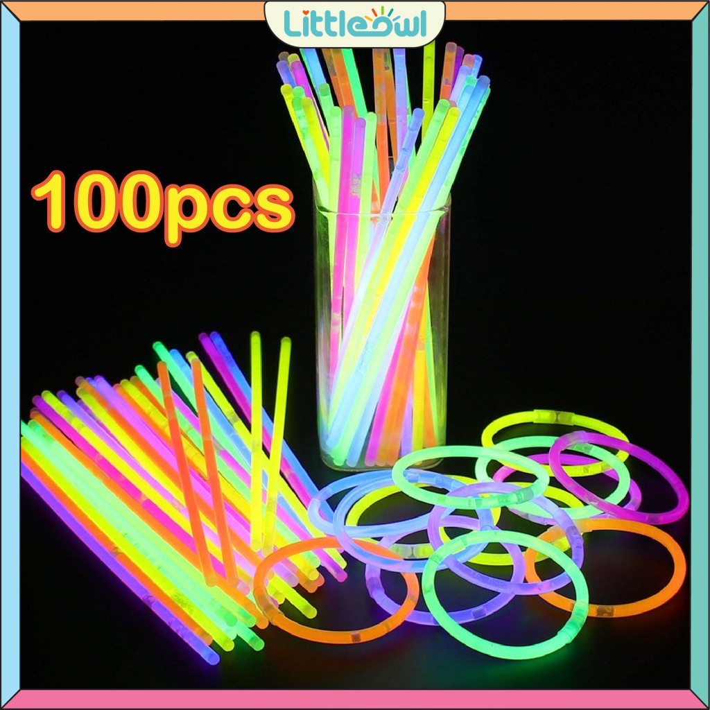 100pcs Mix Color Glow Sticks Fluorescence Light Neon Bright Colorful ...
