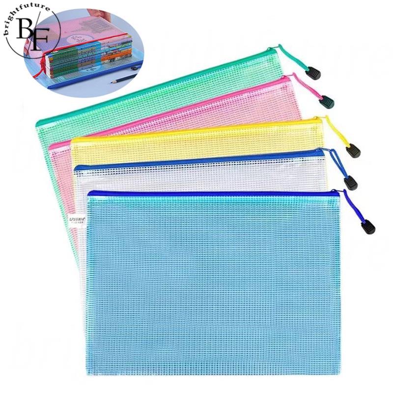 Mesh Zipper Pouch Waterproof Plastic Document Pouch Multipurpose For