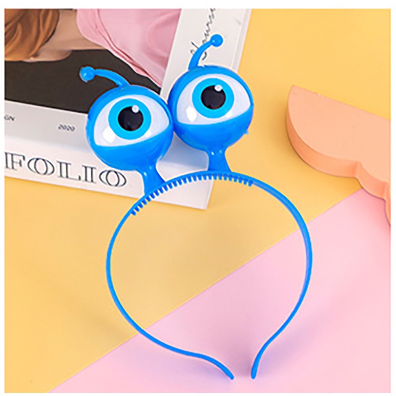 Halloween Glowing Devil Horn Headwear Flash Eyeball Headband LED Hair ...