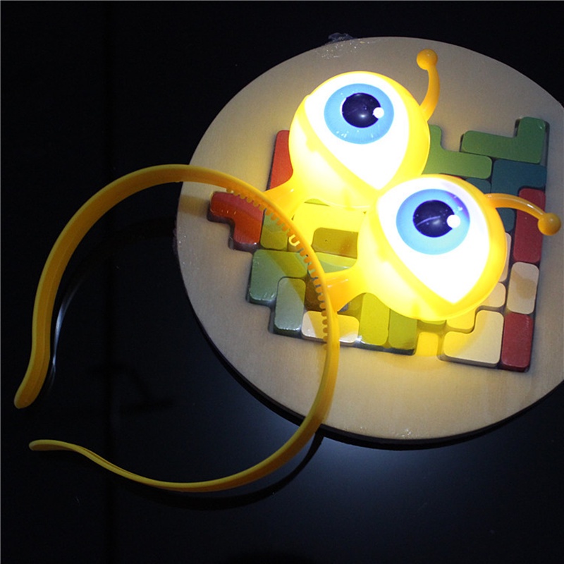 Halloween Glowing Devil Horn Headwear Flash Eyeball Headband LED Hair ...