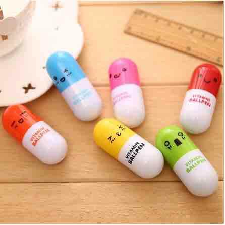 5 Cute Fancy Pens Capsule Shape Blue Ink Ballpoint Pen Easy To Fold And ...