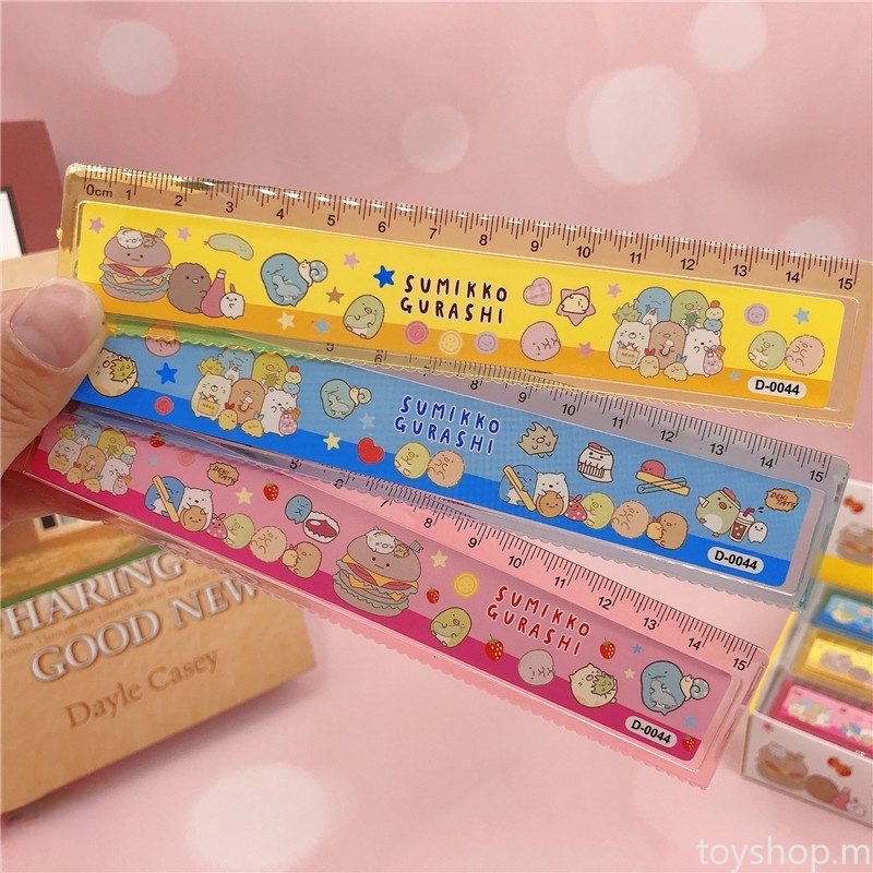 【new】2 in 1 colorful cute cartoon kids student ruler 6 inch plastic ...