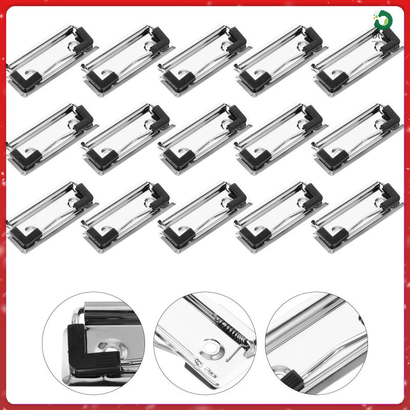 15 Pcs Nickel Plated Folder Clip Spring Clipboard Clips Stainless Steel ...