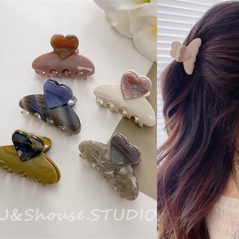 KF667 Korean cute love acetate graceful hair claw clips clamp grip ...