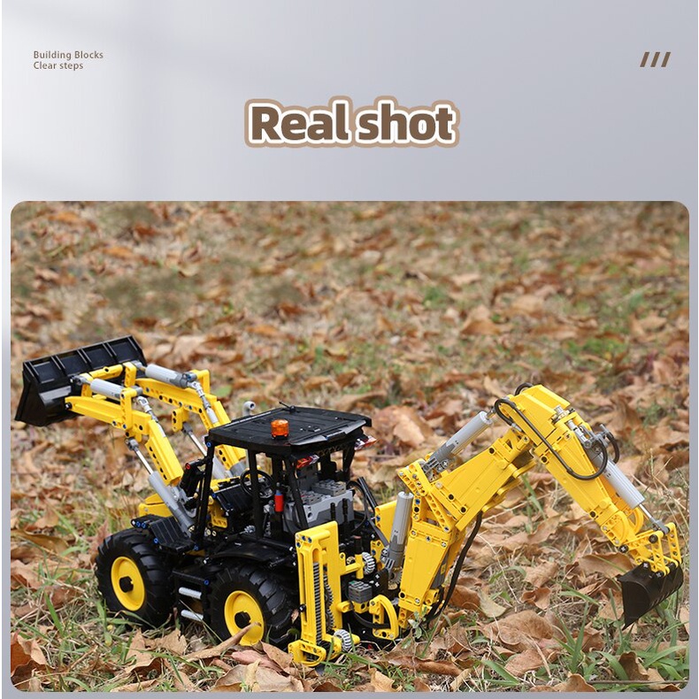 Mould King 17036 Technic Double Shovel Bulldozer Backhoe Loader Remote ...