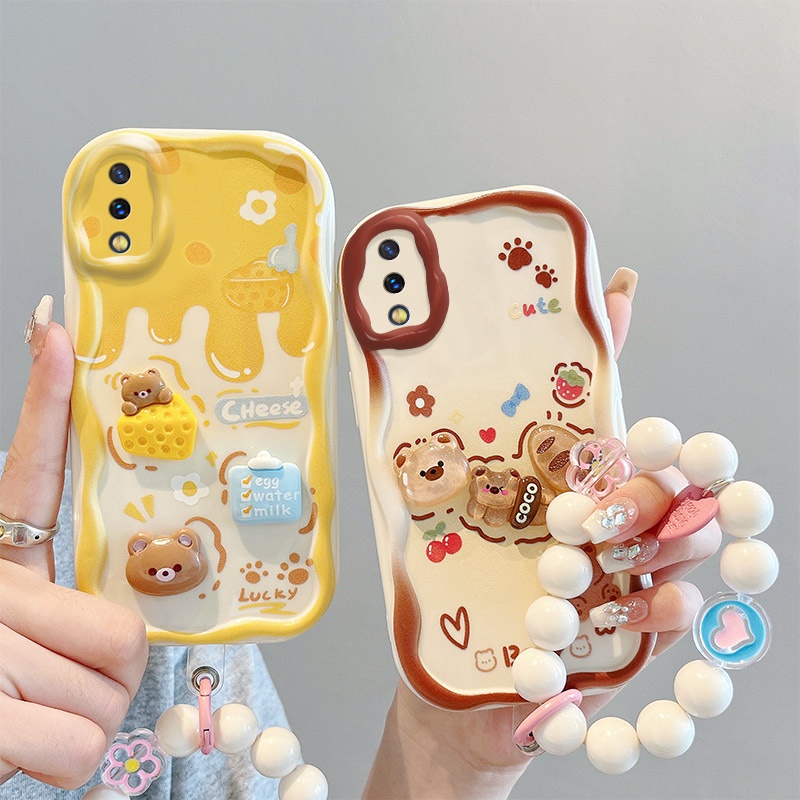 Casing Samsung A02 Case Cute Case Cream Edge Phone Three-dimensional ...
